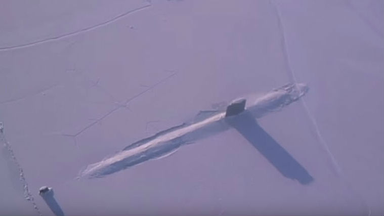 Watch: Submarine Surfaces Through Arctic Ice