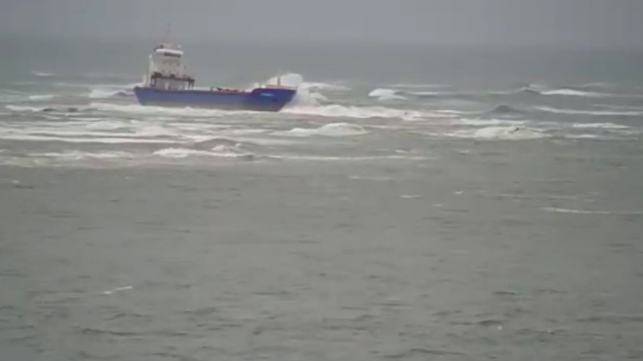 Salvors Work to Refloat Freighter at Port of Lisbon