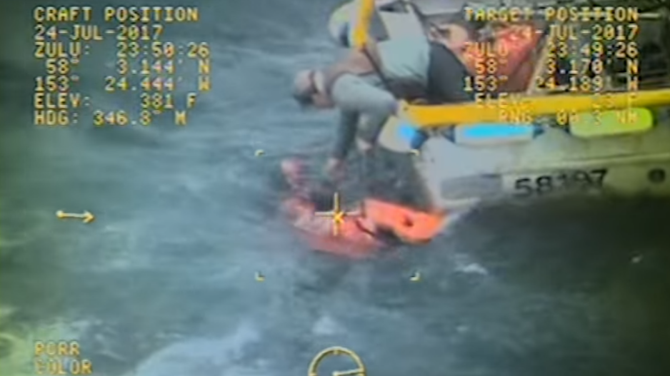 Fishing Boat Captain Dives In to Rescue Crewmember