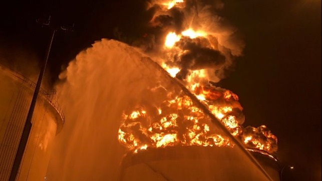 Photos: Firefighters Put Out Tank Farm Blaze in Singapore